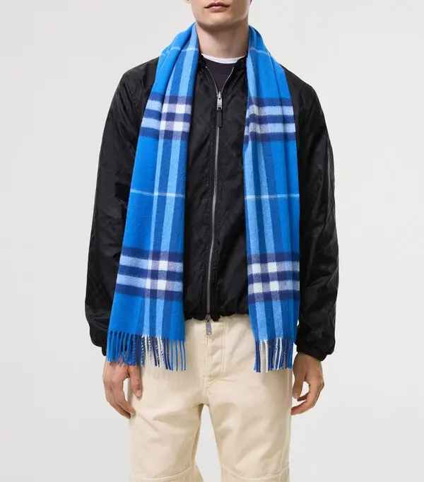 Burberry Cashmere Check Scarf - Blue
