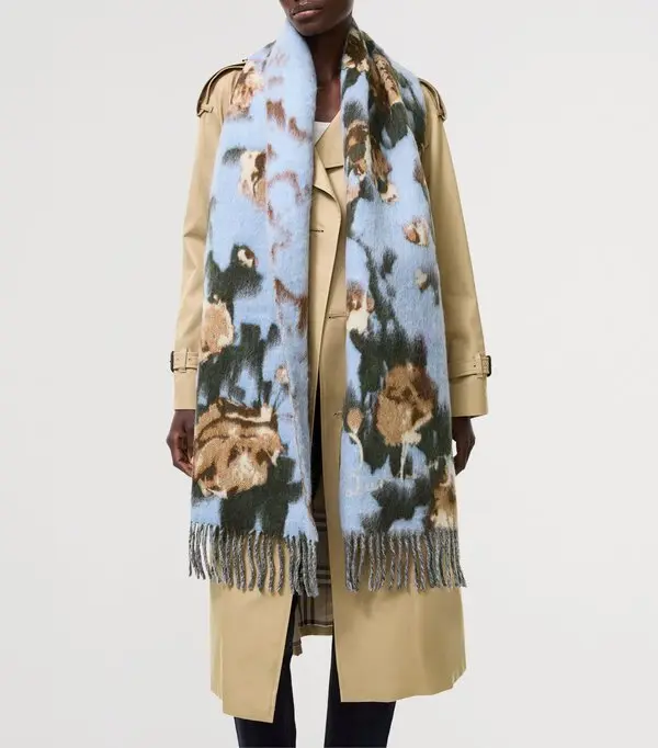 Burberry Wool-blend Rose Scarf
