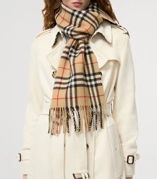 Burberry Cashmere-blend Sparkle Check Scarf - Beige
