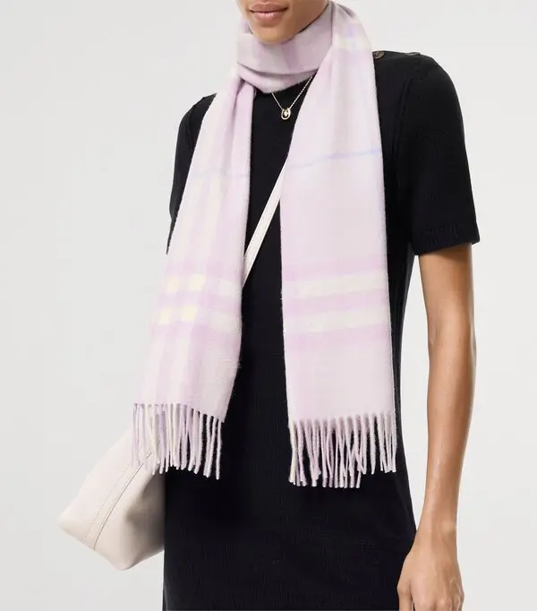 Burberry Cashmere Check Scarf - Purple
