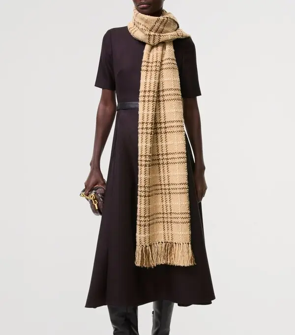 Burberry Cashmere-wool-silk Sequin Check Scarf