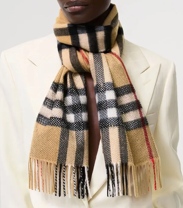 Burberry Cashmere Embellished Check Scarf