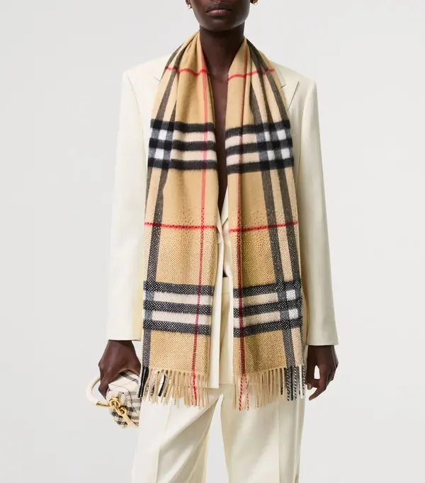 Burberry Cashmere Embellished Check Scarf
