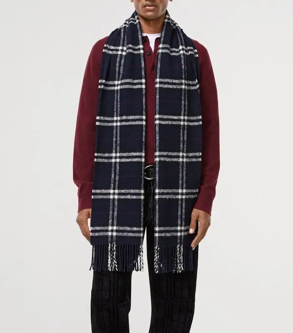 Burberry Wool-cashmere Check Scarf - Grey