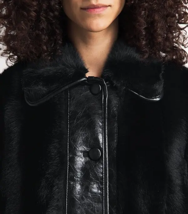Claudie Pierlot Faux Fur And Leather Jacket