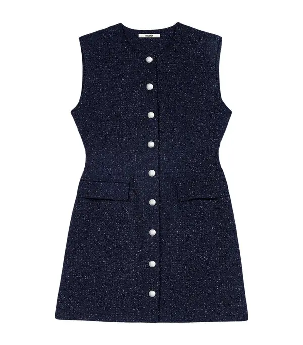 Maje Lurex Tweed Mini Dress - Blue