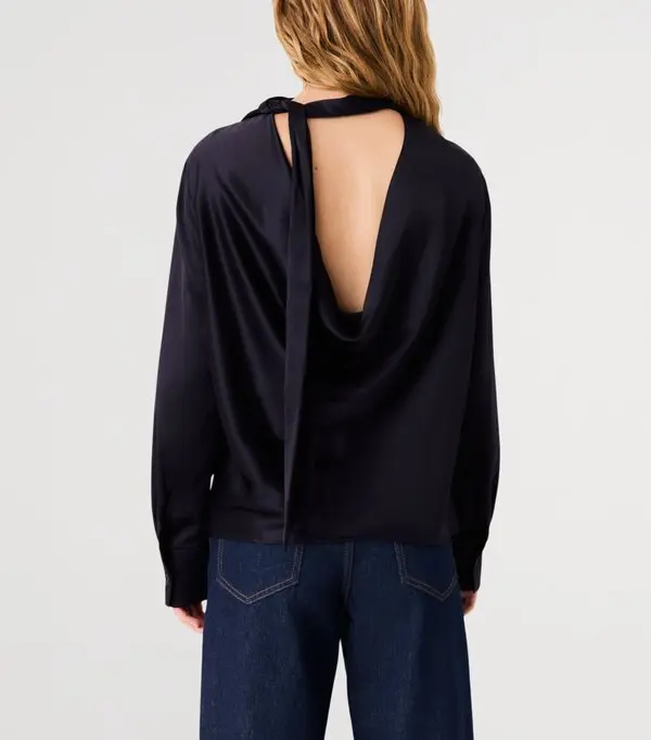 Maje Satin High-neck Blouse