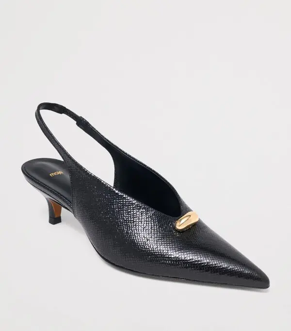 Maje Snakeskin-embossed Leather Slingback Heels 50