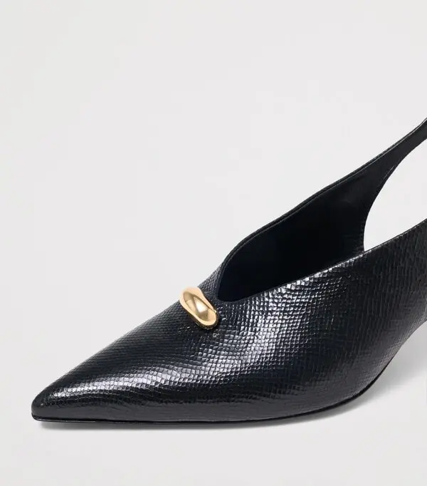 Maje Snakeskin-embossed Leather Slingback Heels 50
