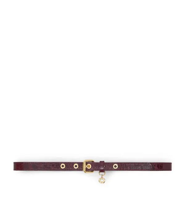 Maje Leather Eyelet Slim Belt