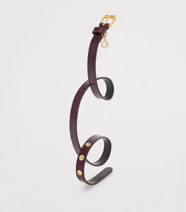 Maje Leather Eyelet Slim Belt