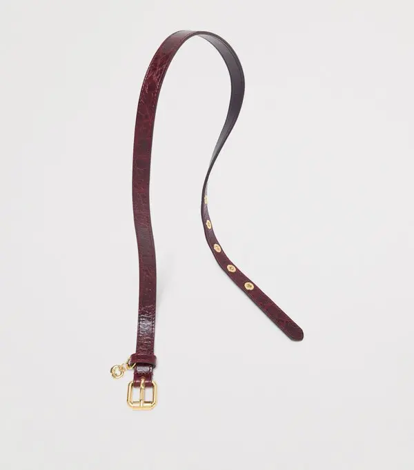 Maje Leather Eyelet Slim Belt