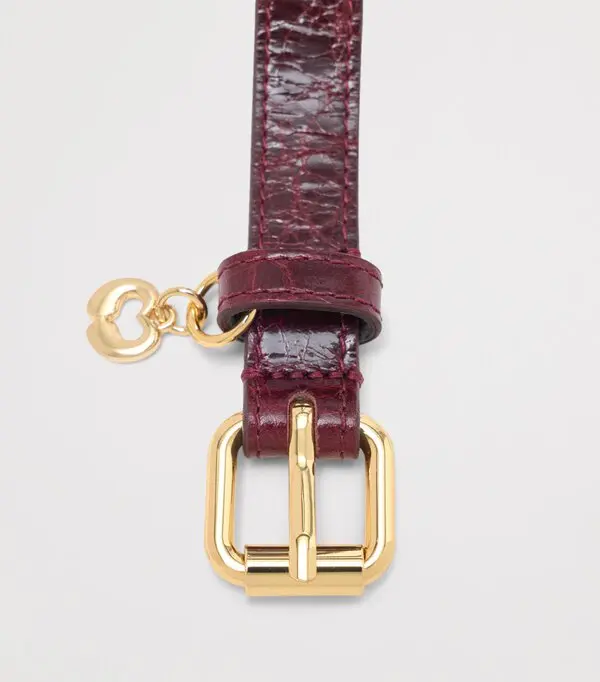 Maje Leather Eyelet Slim Belt