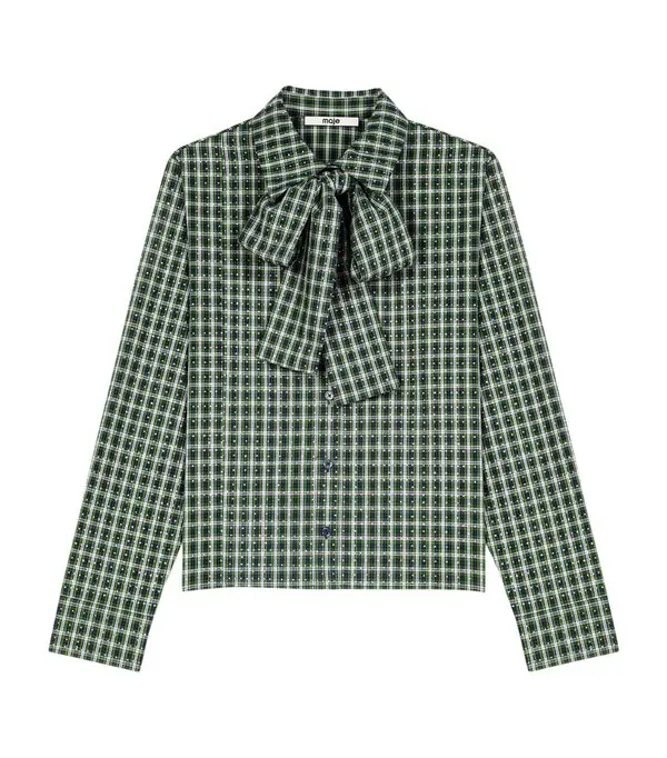 Maje Cotton Check Embellished Shirt