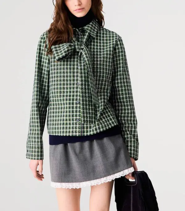 Maje Cotton Check Embellished Shirt
