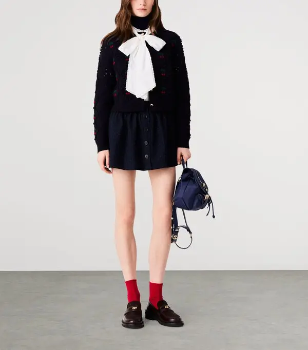 Maje Wool Cherry-embroidered Cardigan