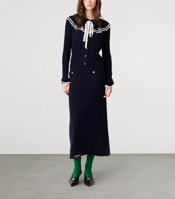 Maje Knitted Ruffle-collar Cardigan