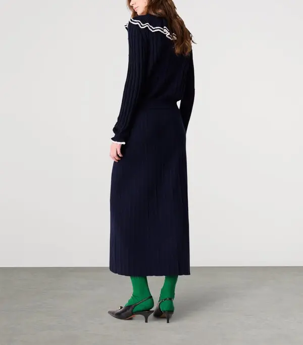 Maje Knitted Ruffle-collar Cardigan