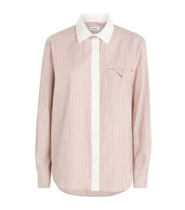 Sandro Cotton Stripe Contrast-collar Shirt