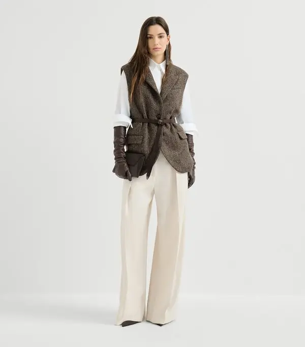 Brunello Cucinelli Virgin Wool Pleated Wide-leg Trousers
