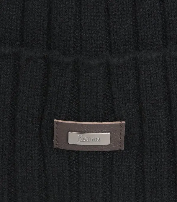 Herno Cashmere Logo Patch Beanie