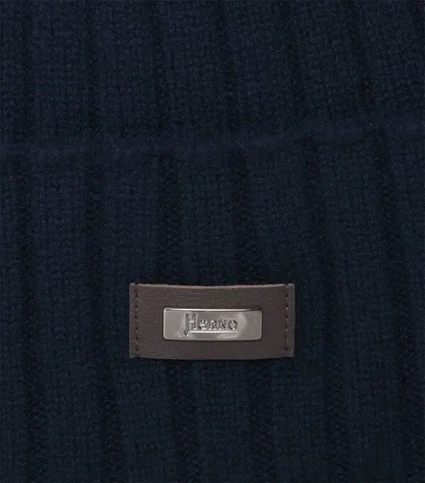 Herno Cashmere Logo Patch Beanie