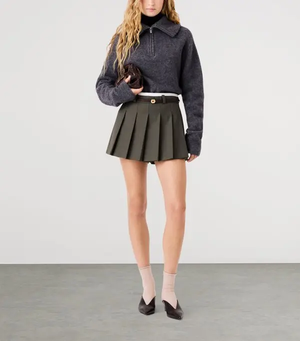 Maje Wool-blend Pleated Skort