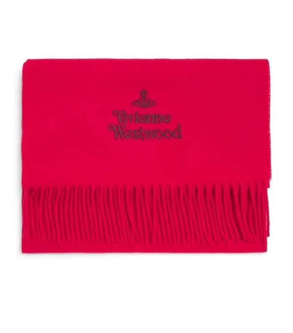 VIVIENNE WESTWOOD Wool Embroidered Logo Scarf