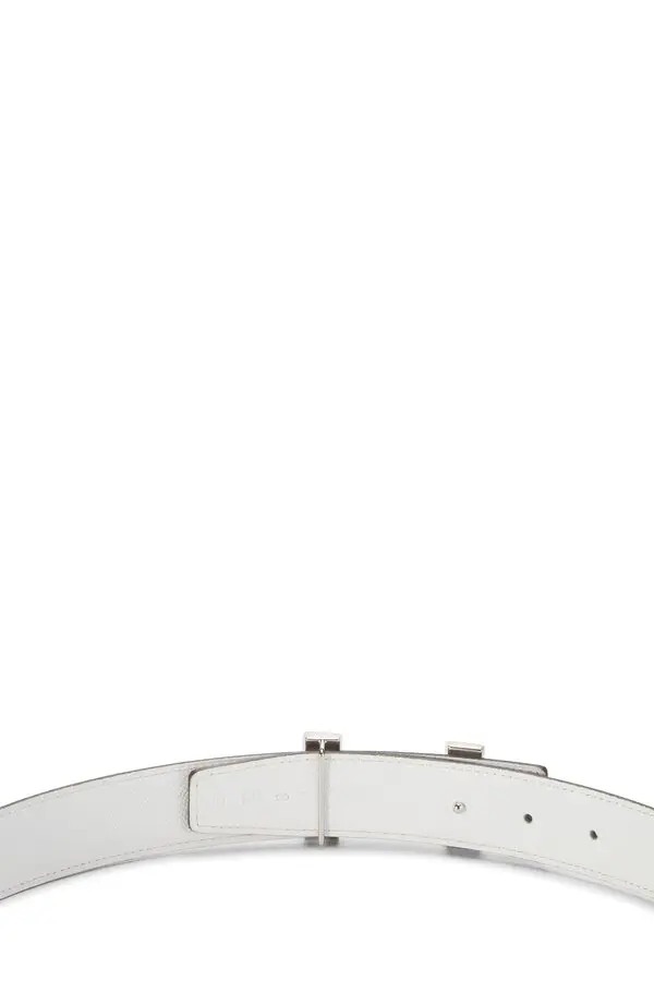Hermès White Quizz Reversible Belt 90