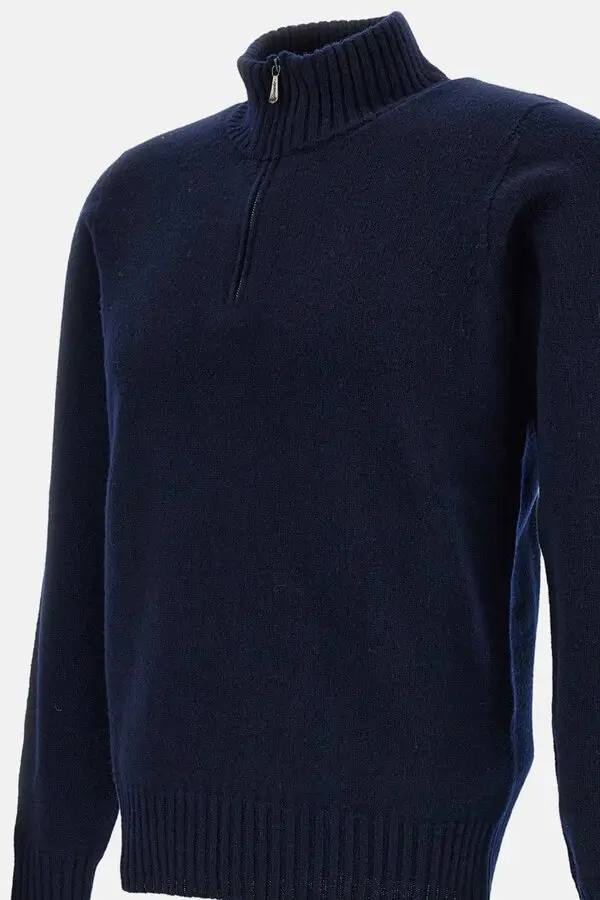 DRUMOHR Maglione Lupo Zip Rasato Tubico - Blue