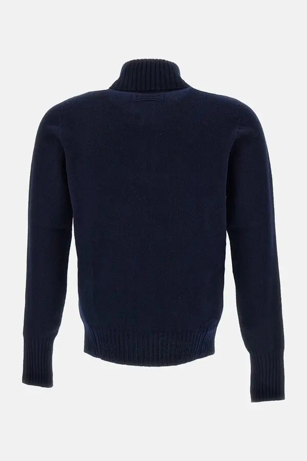 DRUMOHR Maglione Lupo Zip Rasato Tubico - Blue