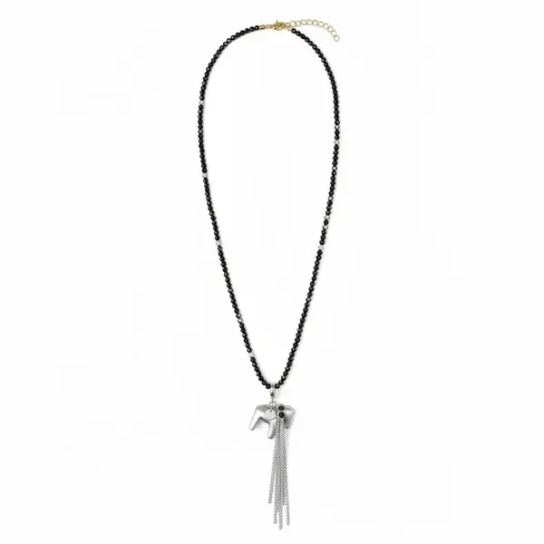 ANGEL BAROCCO Equestrian Tassel Pendant Long Necklace - Silver