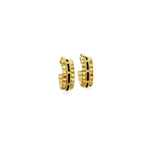 MYRTO KATRAMADOU JEWELLERY Red / Gold / Black Versa Ruby Mini Hoops