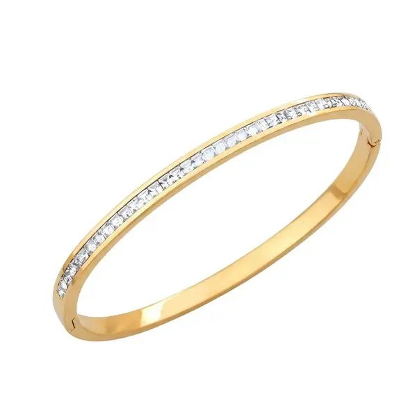 SOPHELIA Plated Slim Clear Stone Cz Tennis Bangle - Gold