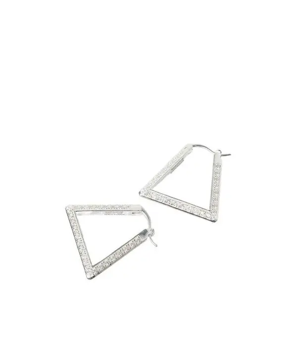 Bottega Veneta Logo Engraved Triangle Earrings - White