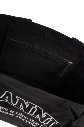 GANNI Logo Embroidered Xxl Shopper Bag