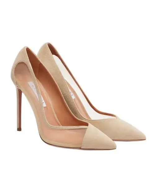 AQUAZZURA Mesh And Suede Pumps