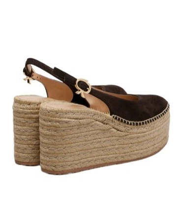 GIANVITO ROSSI Suede Slingback Espadrille Wedges