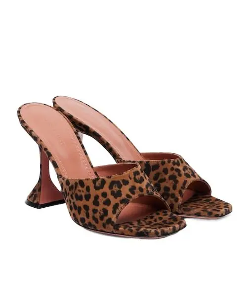 Amina Muaddi Leopard-print Suede Mules - Brown