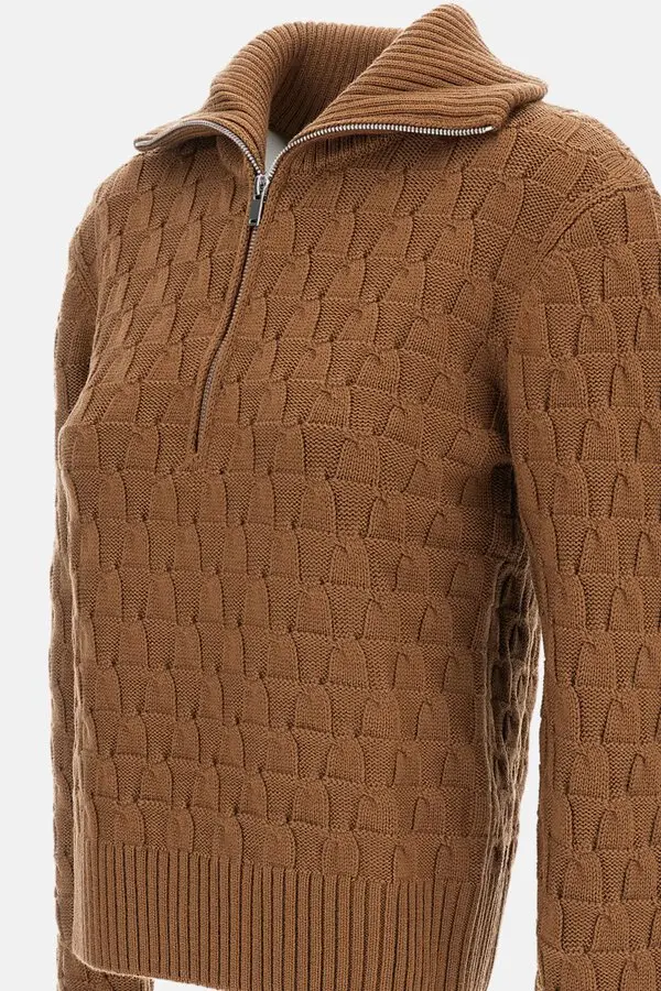 WALES BONNER Maglia Acoustic Mezza Zip In Lana