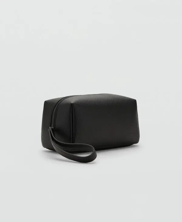 Mango Contrast-strap Pebbled Cosmetic Bag