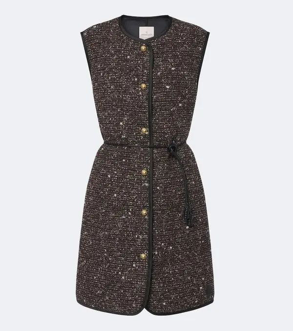 Moncler Figurative Down-paneled Wool-blend Vest - Black