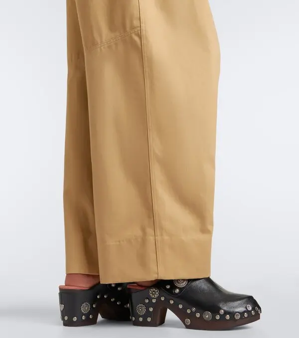 Chloé Embellished Pleated Cotton Barrel-leg Pants