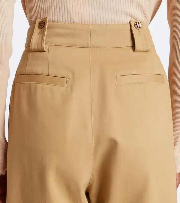 Chloé Embellished Pleated Cotton Barrel-leg Pants