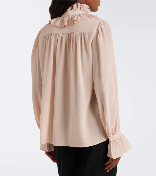 Chloé Ruffled Silk Chiffon Blouse - Pink