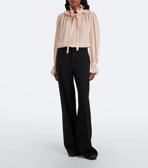 Chloé Ruffled Silk Chiffon Blouse - Pink