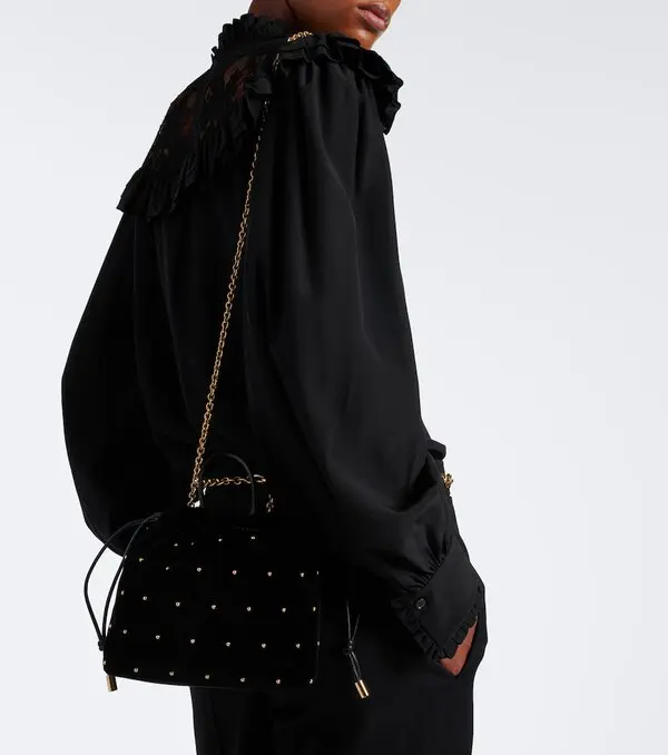 Chloé Icons Mini Studded Velvet Shoulder Bag