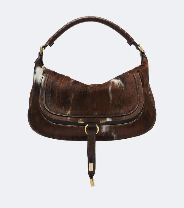 Chloé Marcie Medium Calf Hair Shoulder Bag - Brown