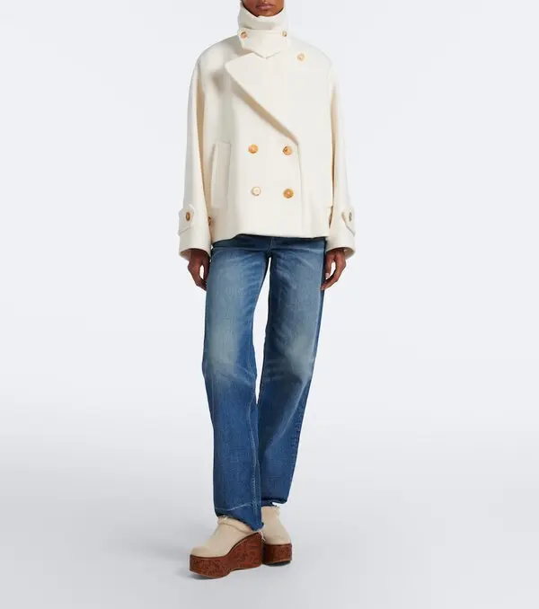 Chloé Maxime Shearling-trimmed Suede Platform Mules