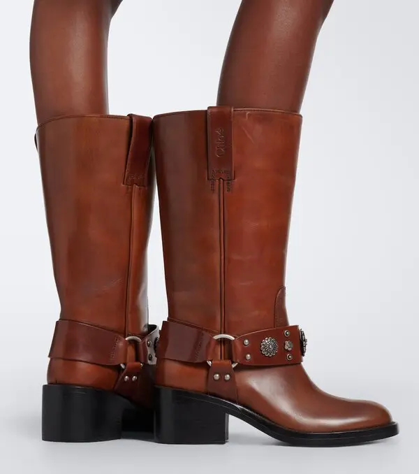Chloé Dakota Studded Leather Knee-high Boots